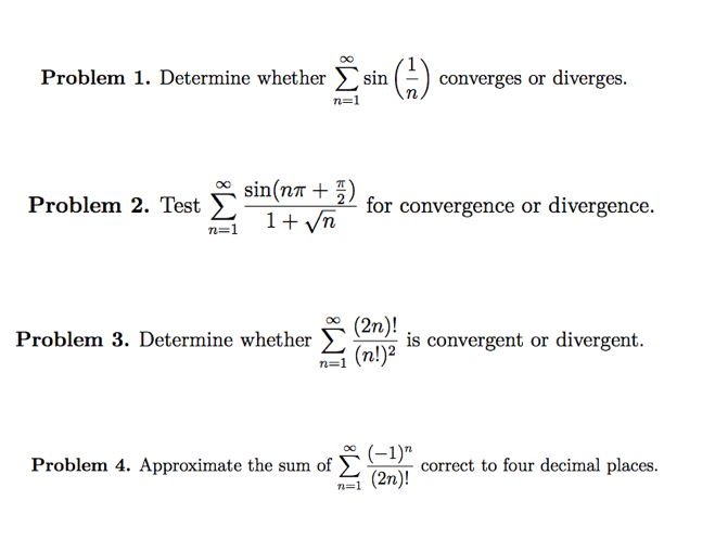 Solved Determine whether Sigma^infinity_n = 1 (1/n)converges | Chegg.com Solved Determine whether Sigma^infinity_n = 1 (1/n)converges | Chegg.com