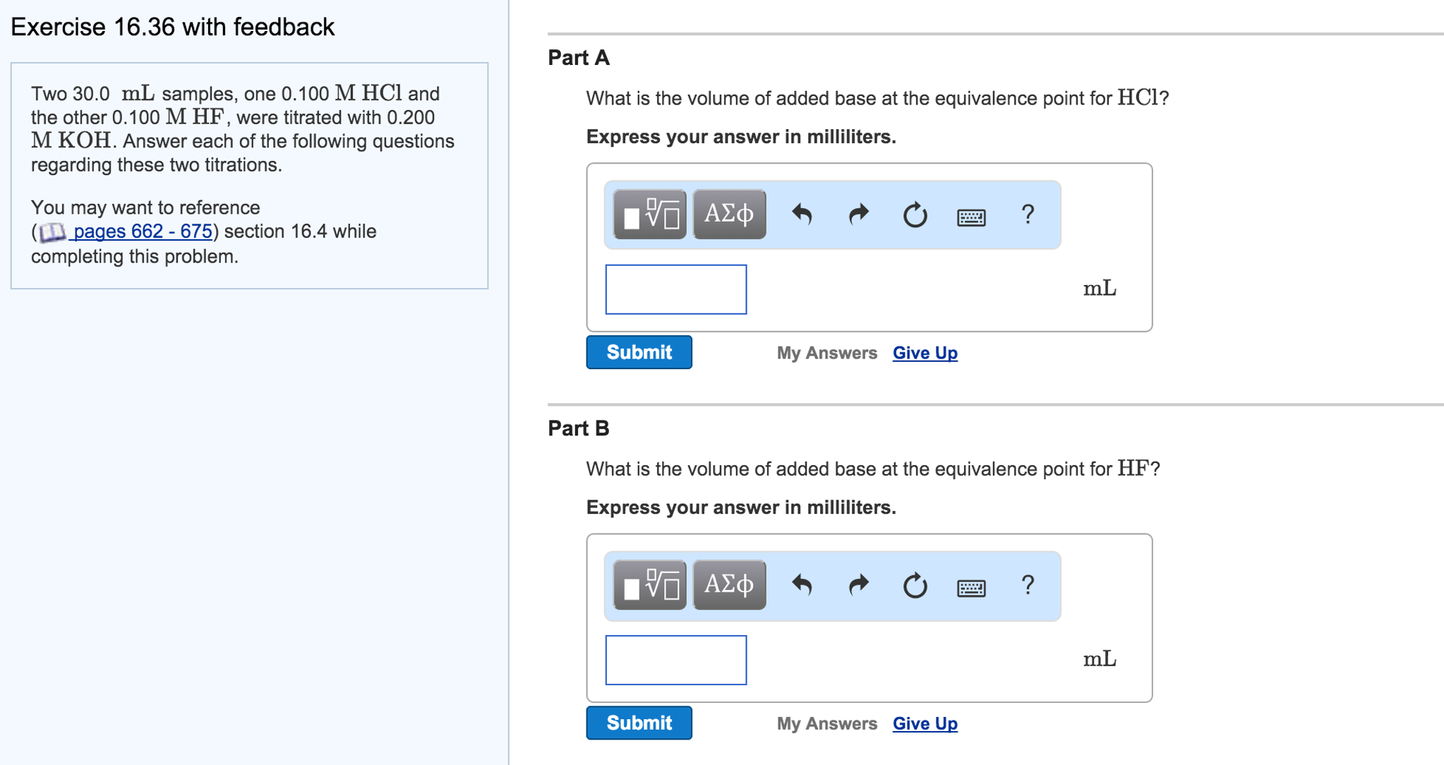 Solved Two 30.0 mL samples, one 0.100 M HCl and the other | Chegg.com