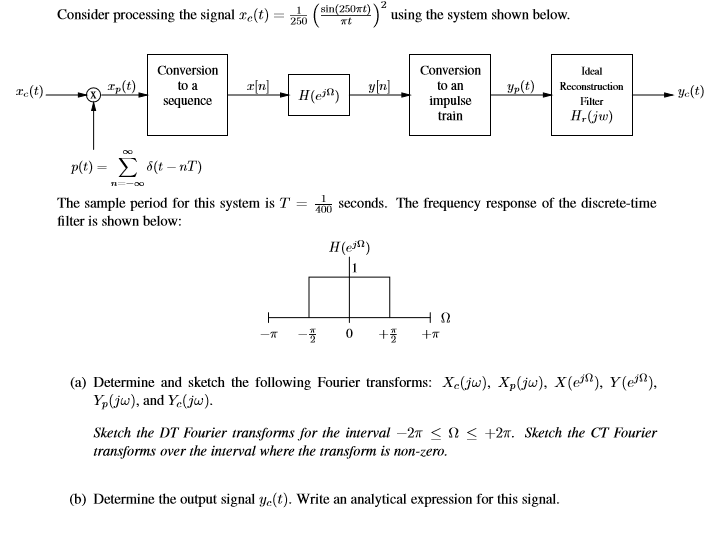 Consider processing the signal x_t (t.) = 1/250 | Chegg.com