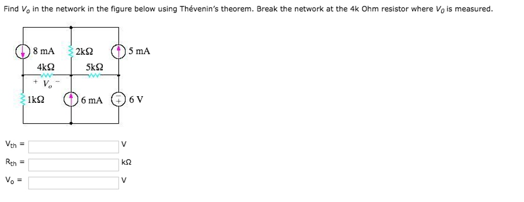 Solved Find V_o in the network in the figure below using | Chegg.com