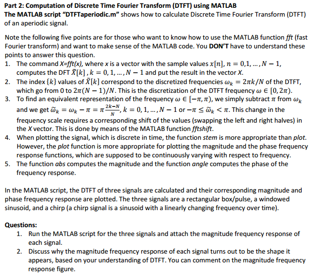 Solved Part 2: Computation of Discrete Time Fourier | Chegg.com
