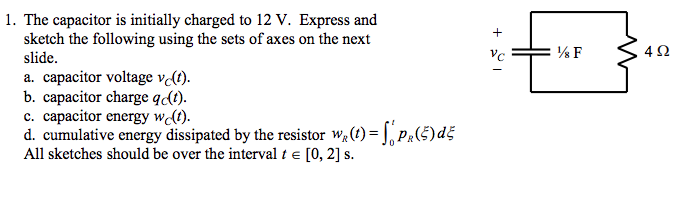 Solved The capacitor is initially charged to 12 V. Express | Chegg.com