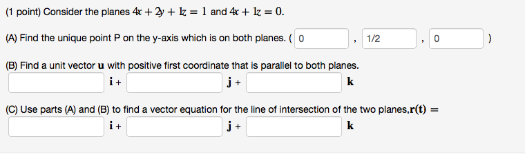 Solved Consider the planes 4x + 2y + 1z = 1 and 4x + 1z = 0. | Chegg.com