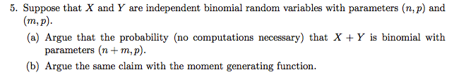 Solved Suppose that X and Y are independent binomial random | Chegg.com