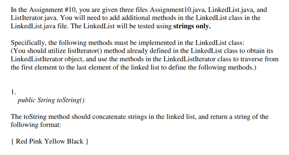 Solved Assignment 10 Listiterator Mainstring D Void