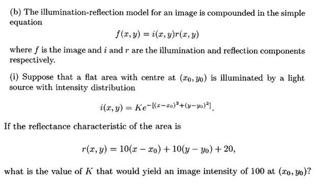 Solved The illumination-reflection model for an image is | Chegg.com