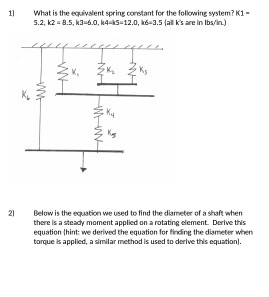 Solved 1 What is the equivalent spring constant for the | Chegg.com
