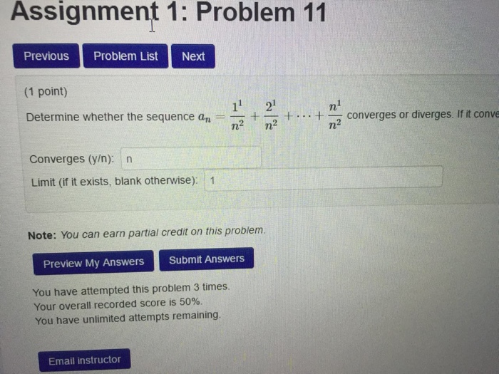 Solved Determine whether the sequence a_n = 1^1/n^2 + | Chegg.com