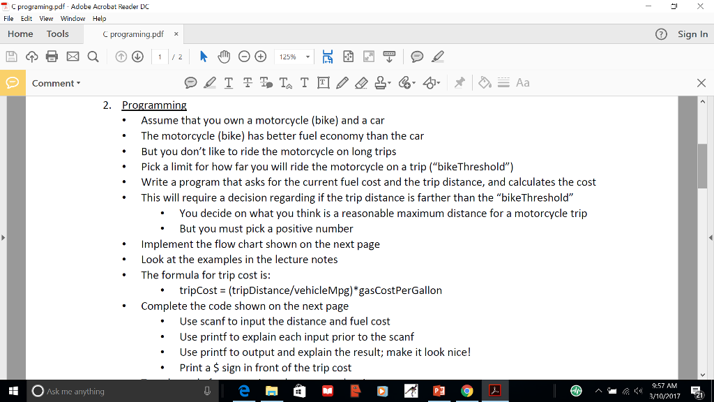 Solved 7 cprograming pdf-Adobe Acrobat Reader DC File Edit | Chegg.com