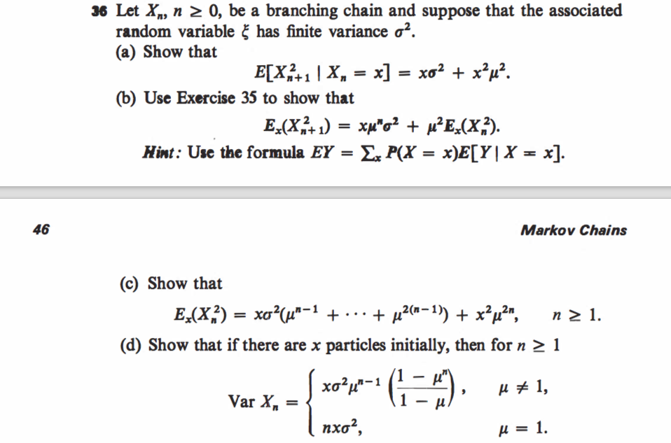 Let X_n, n greaterthanorequalto 0, be a branching | Chegg.com