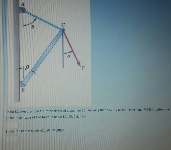 Solved Boom Bc Exerts On Pin C A Force Directed Along Line