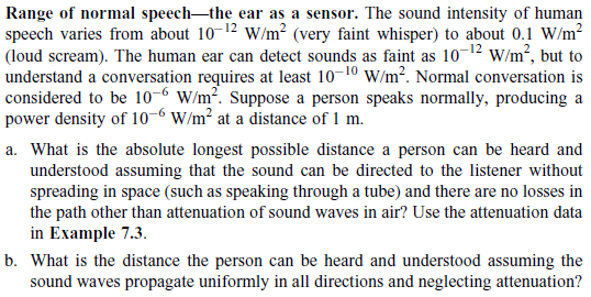 Solved Range of normal speech-the ear as a sensor. The sound | Chegg.com