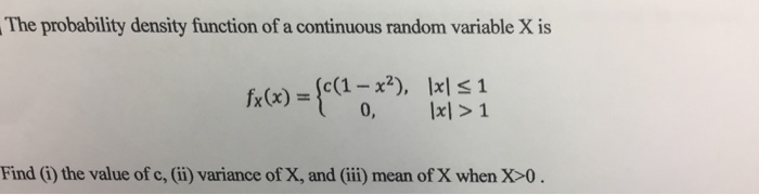 Solved The probability density function of a continuous | Chegg.com