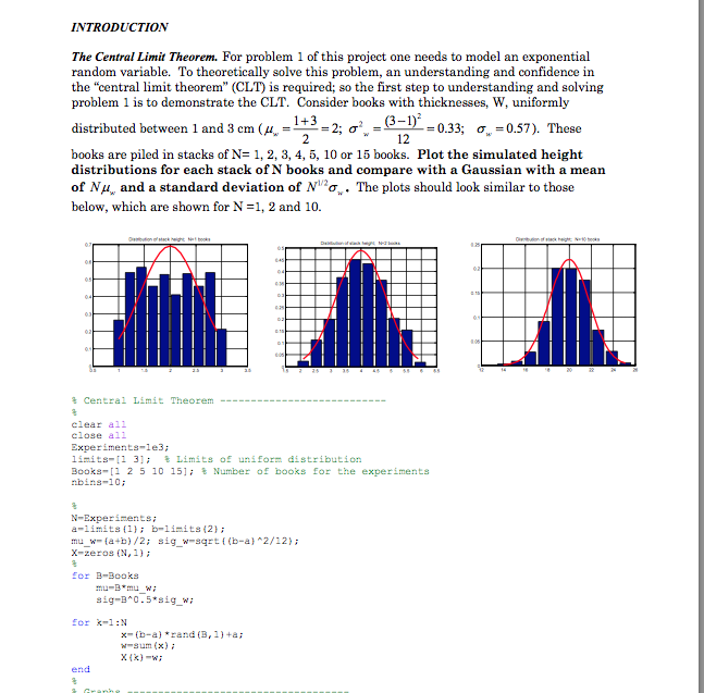 The Central Limit Theorem. For problem 1 of this | Chegg.com
