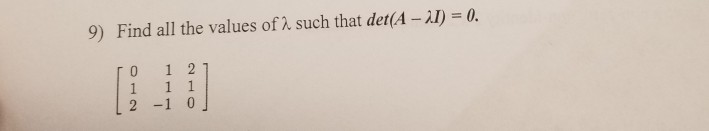 Solved Find all the values of a such that det(A - lambda I) | Chegg.com