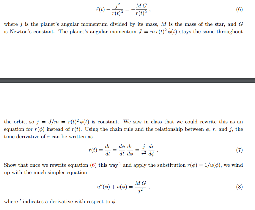 Solved M G r(t)(t where j is the planet's angular momentum | Chegg.com