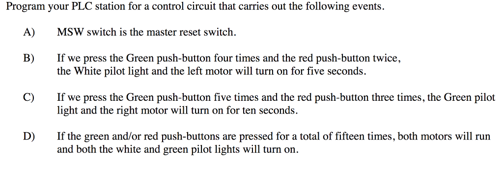 Solved Program your PLC station for a control circuit that | Chegg.com