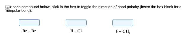 Solved For each compound below, Click in the box to toggle | Chegg.com