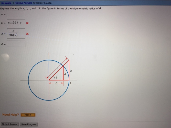 Solved Express the length of a, b, c and d in the figure in | Chegg.com