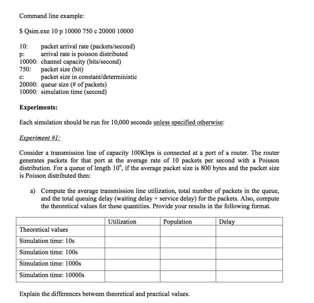 Command line example: Each simulation should be run | Chegg.com