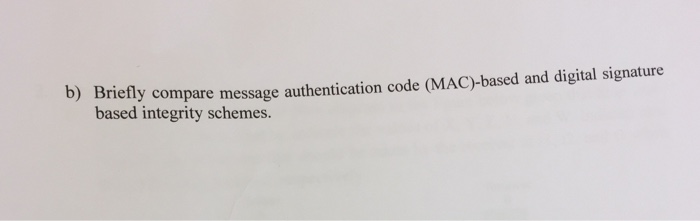 Solved Briefly compare message authentication code | Chegg.com
