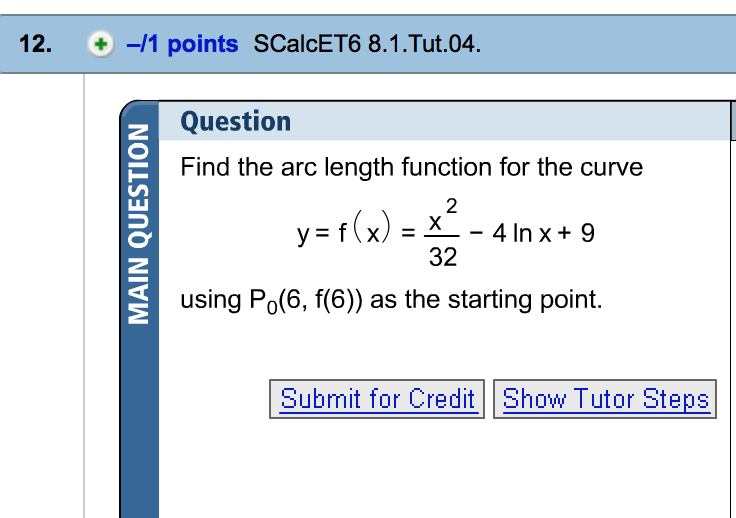 Solved 12. -/1 points SCalcET6 8.1.Tut.04. Question Find the | Chegg.com