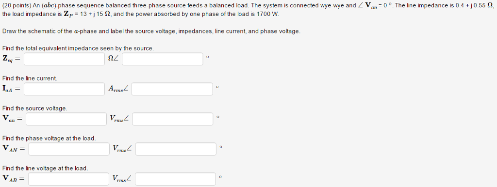 Solved An (abc)-phase sequence balanced three-phase source | Chegg.com