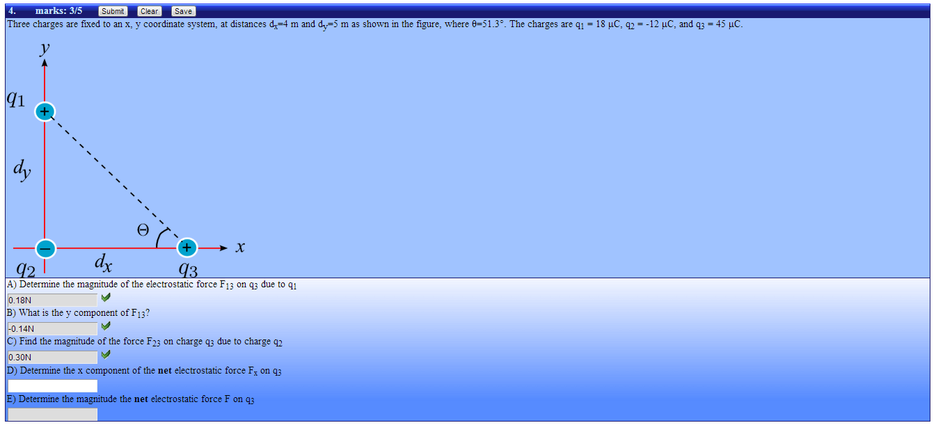 Solved Three charges are fixed to an x, y coordinate system, | Chegg.com