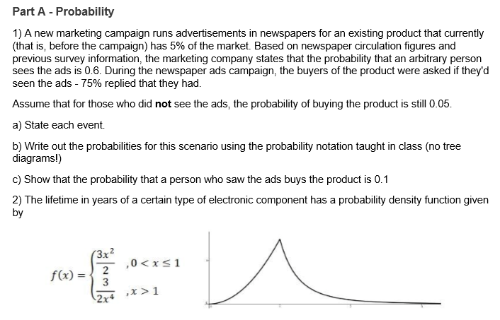 Solved Part A - Probability 1) A new marketing campaign runs | Chegg.com