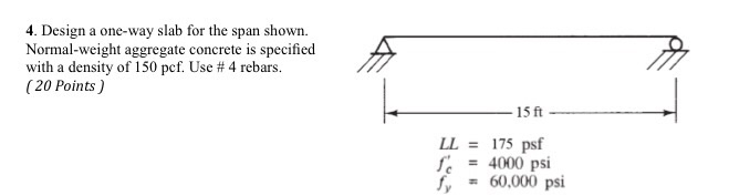 Design a one-way slab for the span shown. | Chegg.com