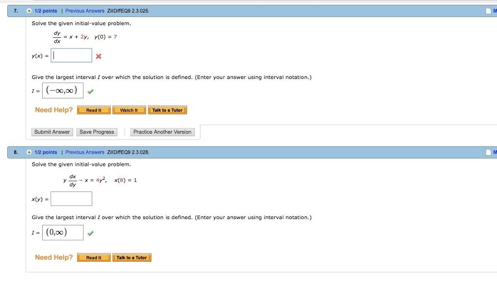 Solved 7. 1/2 points | Previous Answers Zill DifFEQ9 | Chegg.com Solved 7. 1/2 points | Previous Answers Zill DifFEQ9 | Chegg.com