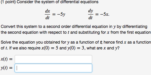 Solved (1 point) Consider the system of differential | Chegg.com