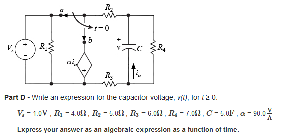Solved Part D - Write an expression for the capacitor | Chegg.com