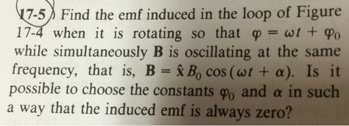 Solved Find the emf induced in the loop of Figure 17-4 when | Chegg.com
