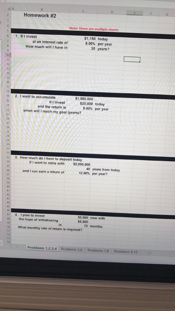 Solved Homework #2 Note: There are multiple sheets $1,150 | Chegg.com