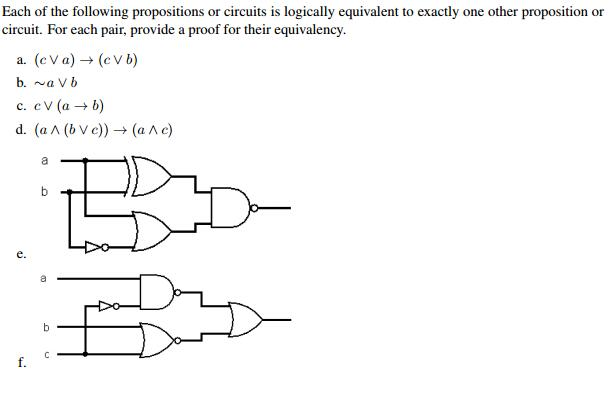 Solved Each of the following propositions or circuits is | Chegg.com