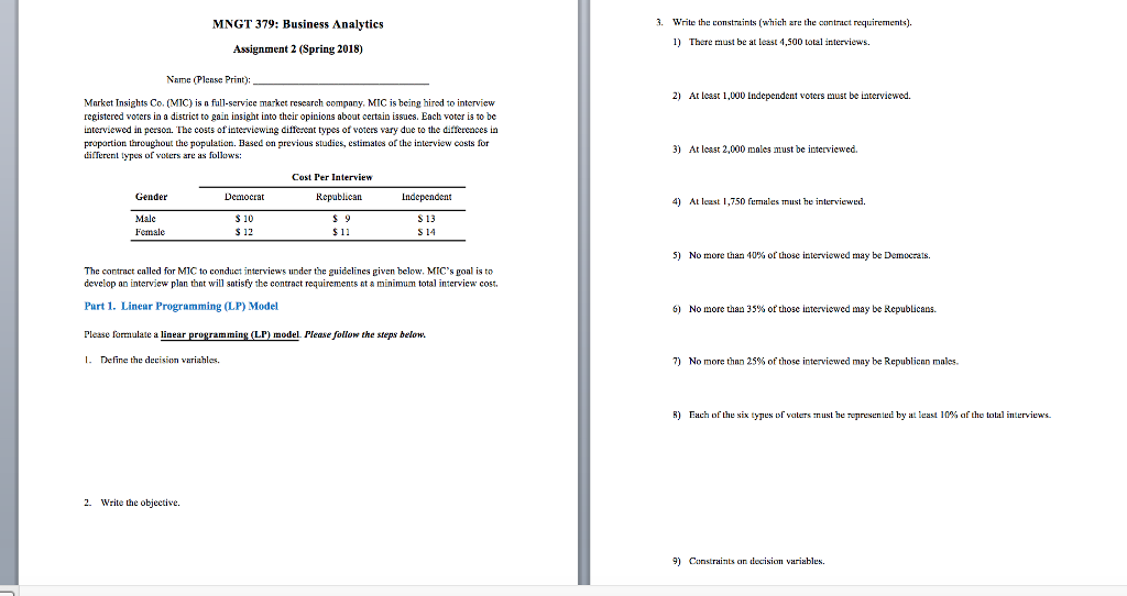 Solved Write the constraints (which are the oontract | Chegg.com
