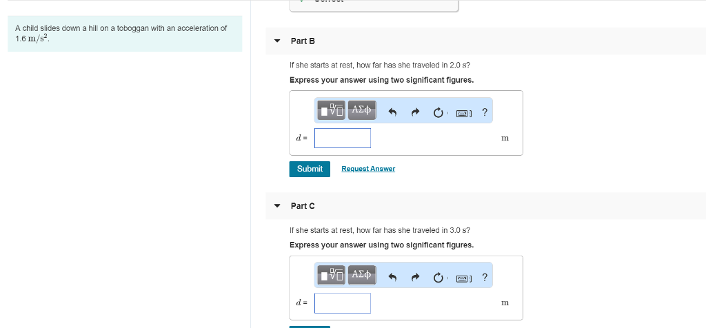 Solved A child slides down a hill on a toboggan with an | Chegg.com