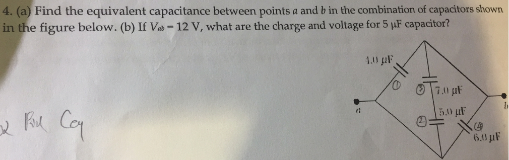 Solved Find the equivalent capacitance between points a and | Chegg.com