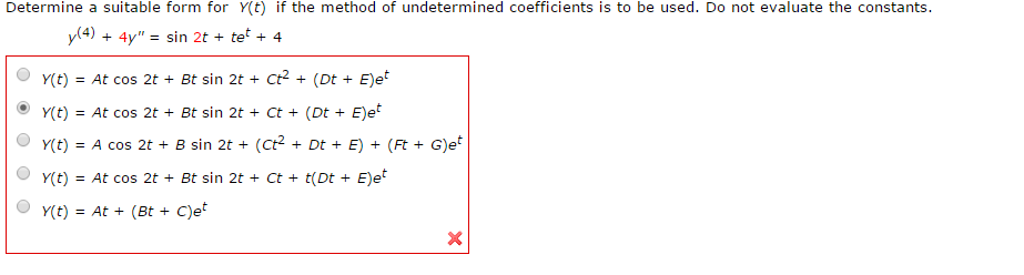 Solved Determine a suitable form for Y(t) if the method of | Chegg.com