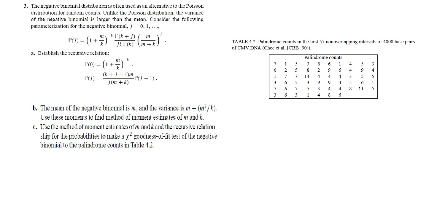 Solved The negative binomial distribution is often used as | Chegg.com