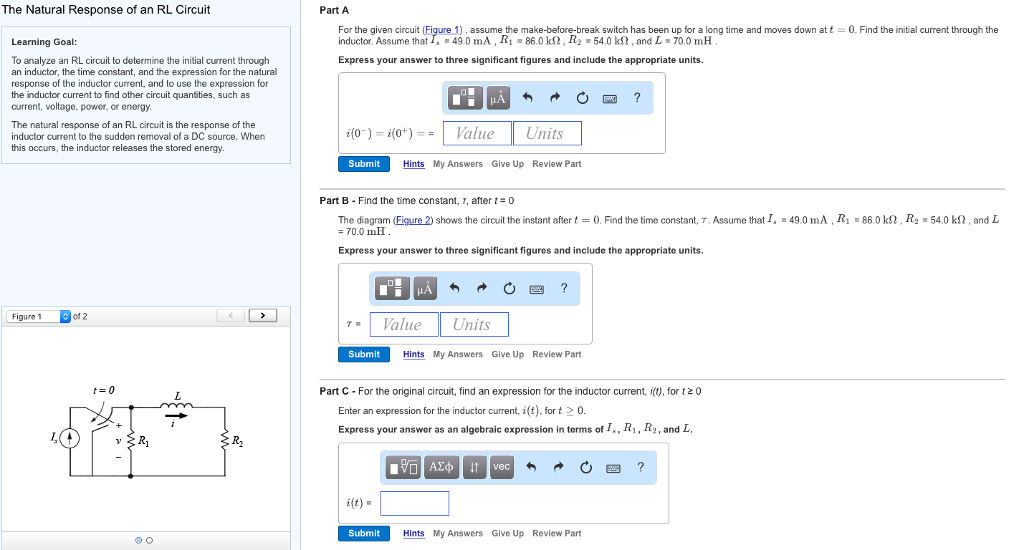 Solved The Natural Response of an RL Circuit Learning Goal: | Chegg.com