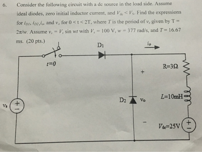 Solved Consider the following circuit with a dc source in | Chegg.com