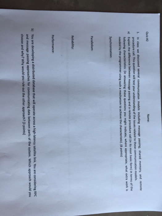Solved In class we discussed several communication models | Chegg.com