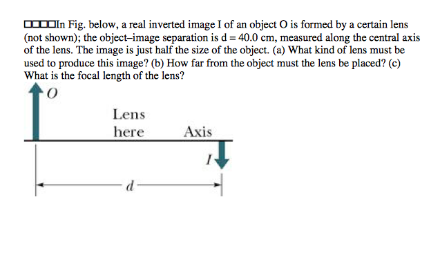 Solved In Fig. below, a real inverted image I of an object O | Chegg.com