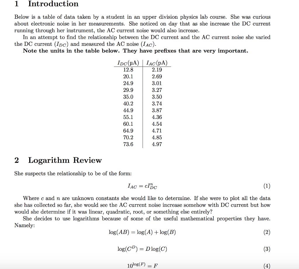 Solved Introduction Below is a table of data taken by a | Chegg.com