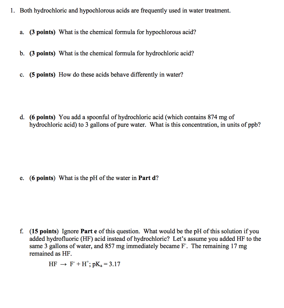 Solved Both hydrochloric and hypochlorous acids are | Chegg.com