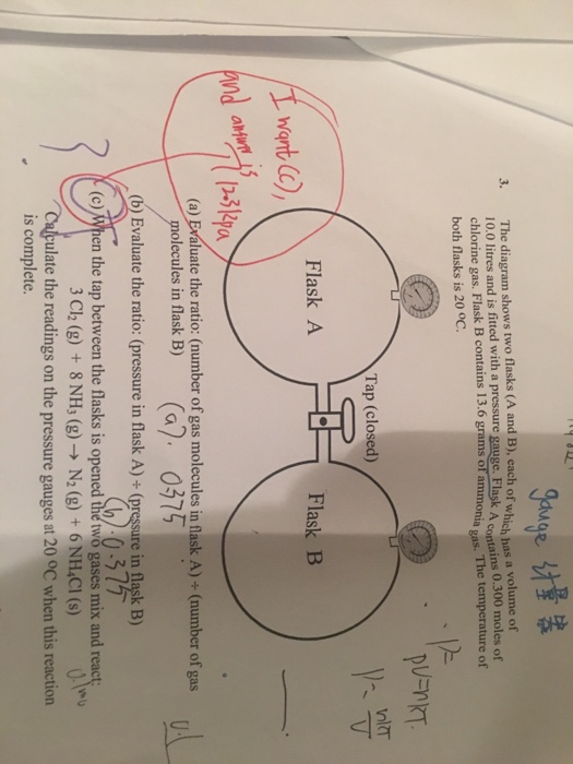 Solved The diagram shows two flasks (A and B), each of which | Chegg.com