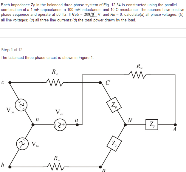 Solved Each impedance Zp in the balanced three-phase system | Chegg.com
