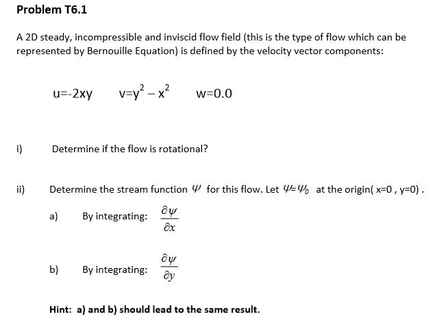 Solved A 2D steady, incompressible and inviscid flow field | Chegg.com